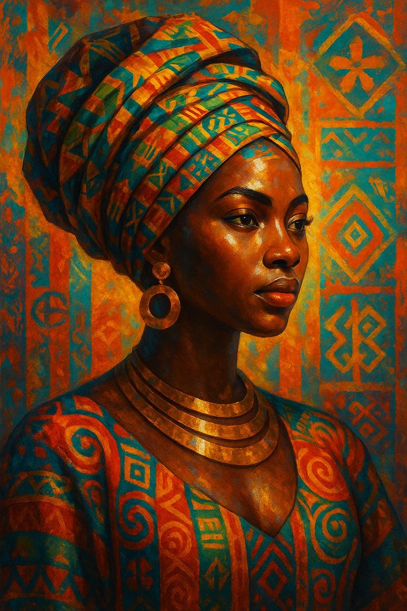 Afrocentric Wall Art Print | Bold Black Woman Portrait | African ...