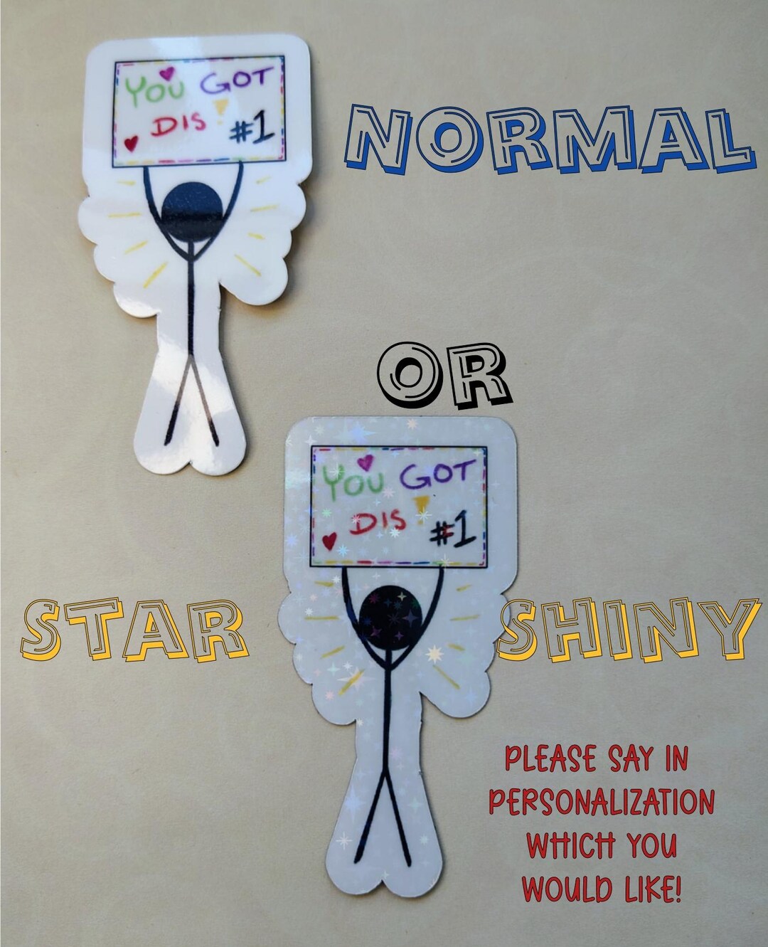 YOU GOT DIS! 2 Pack Stick Figure Sticker- Water/tear Resistant, Hand ...