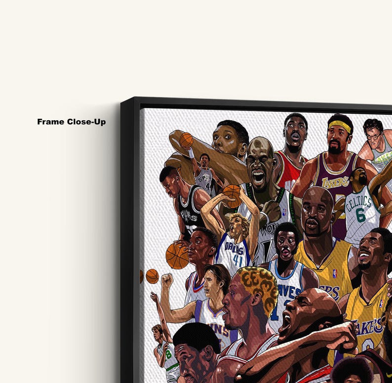 NBA Legends Collage Canvas, Basketball Wall Art, NBA Stars Poster ...