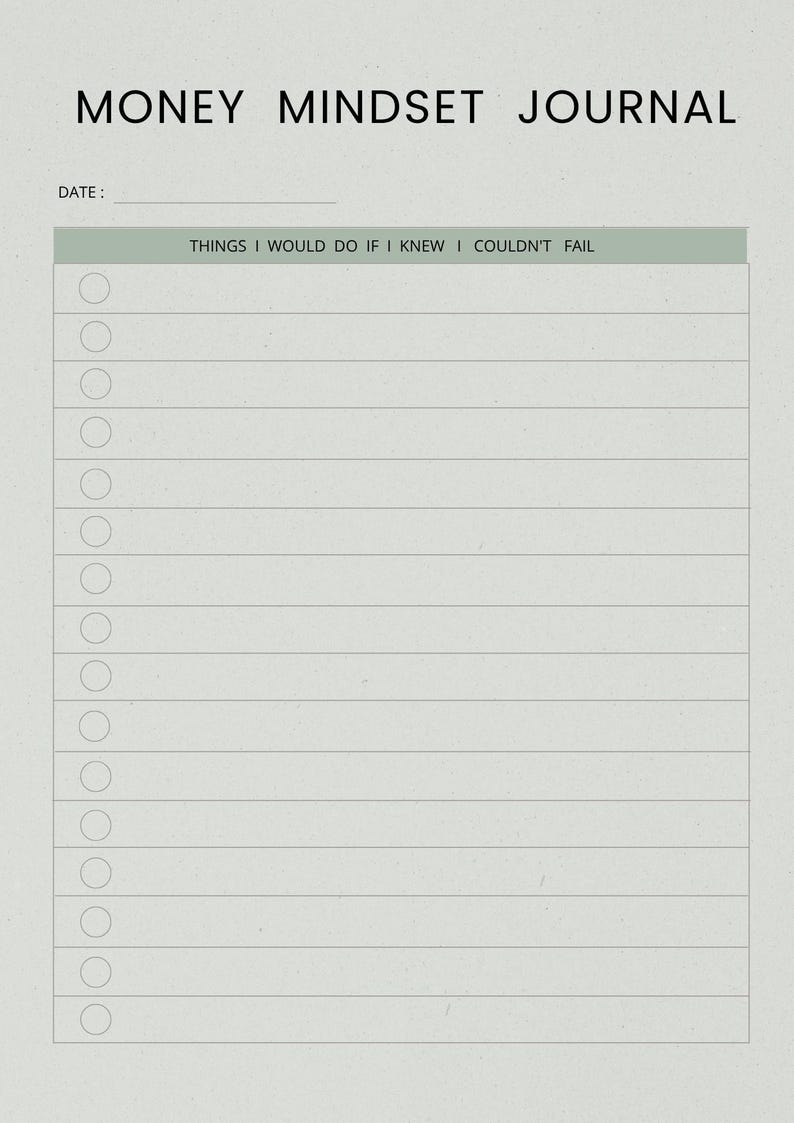 Money Mindset Journal Printable | Wealth Manifestation Workbook - Etsy