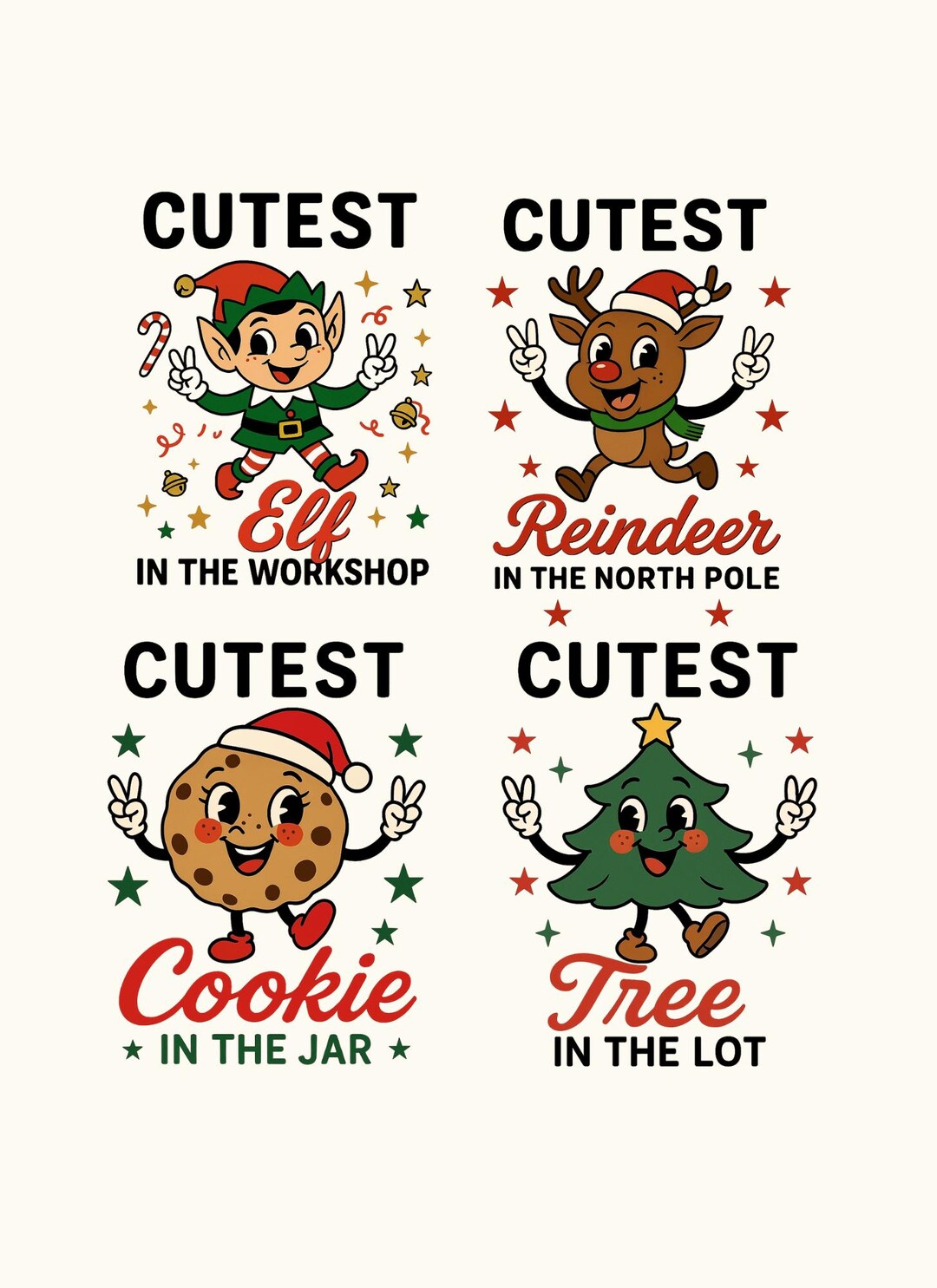 Cutest Christmas Characters SVG & PNG Bundle | Retro Holiday Clipart ...