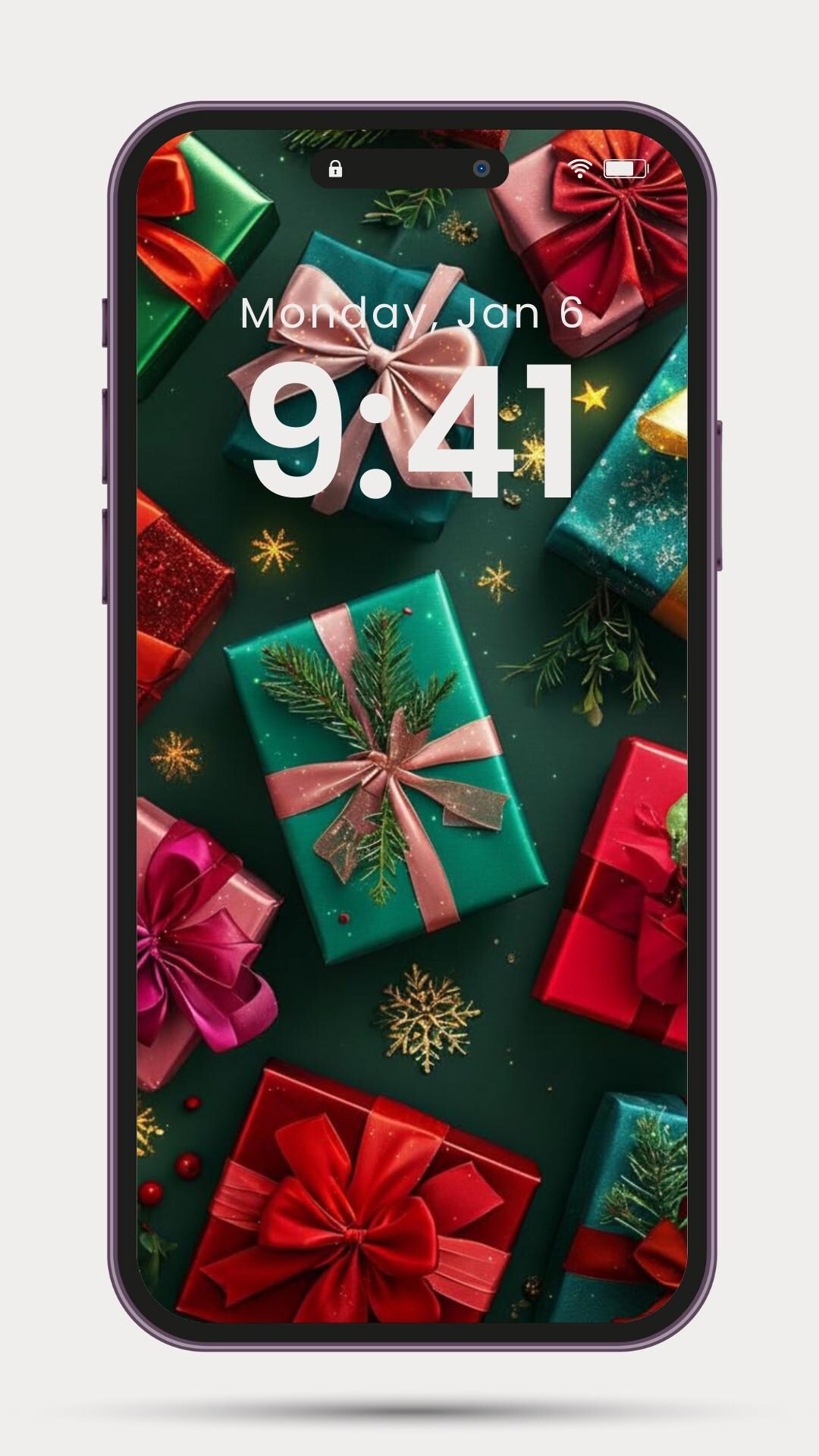 Christmas Gift Wallpaper | Festive Holiday Phone Lock Screen (digital ...