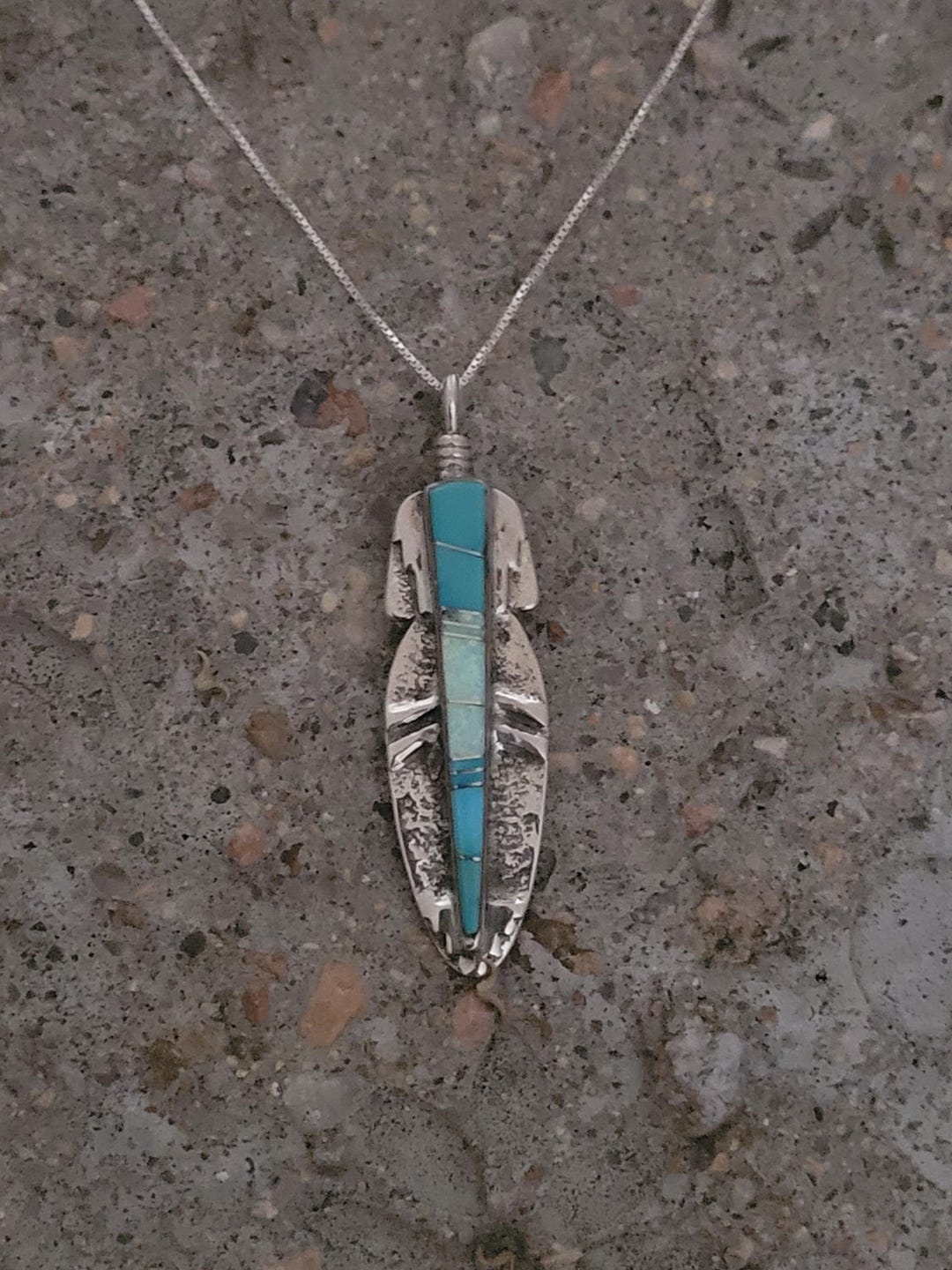 Handmade Turquoise & Opal Feather Pendant - Sterling Silver Inlay - Etsy
