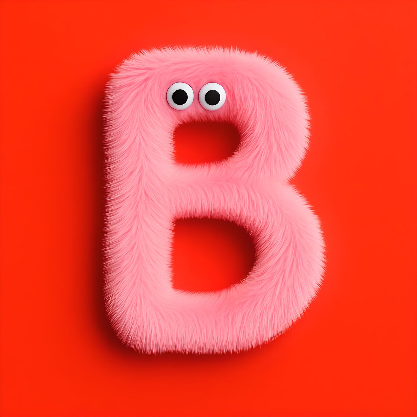 Letter B Nursery Print: Fuzzy 3D Pink Alphabet Art (20x20in Digital ...