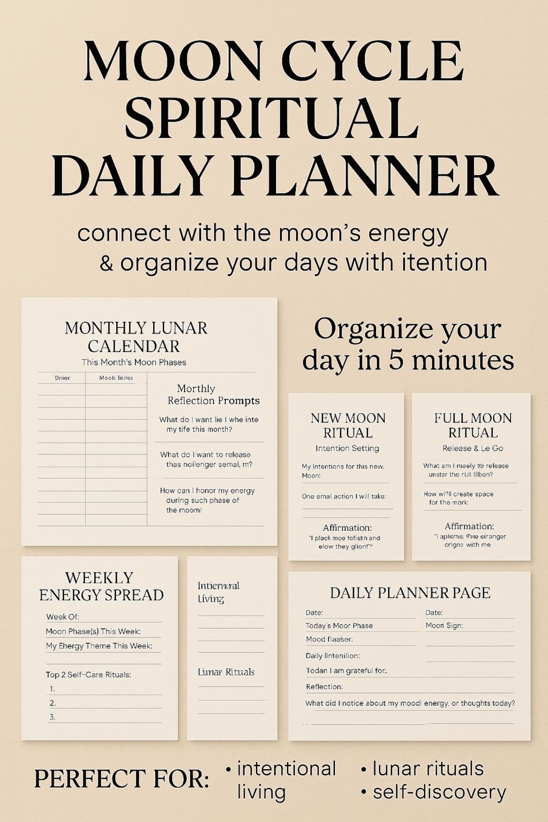 Moon Cycle Planner Printable | Spiritual Daily Journal | Lunar Phase ...