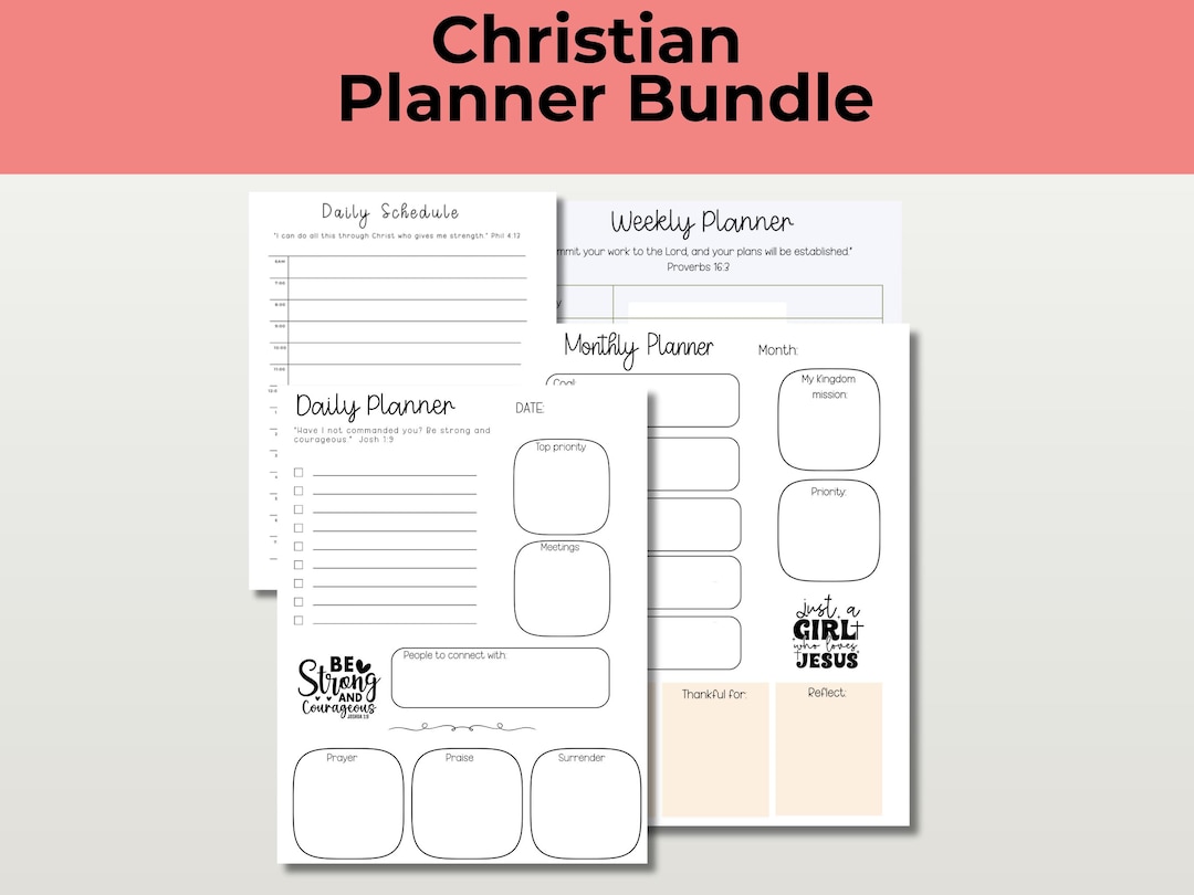 Christian Planner Bundle With Bible Verses | Daily, Weekly & Monthly ...