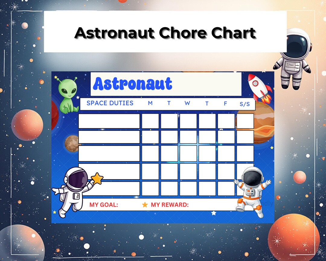 Astronaut Chore Chart for Kids, Space-themed Reward System, ADHD ...