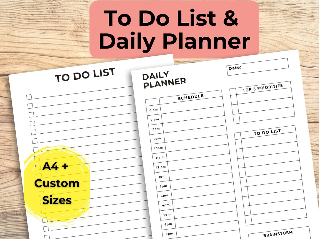 To Do List & Daily Planner Printable | A4 Minimal Task Organiser ...