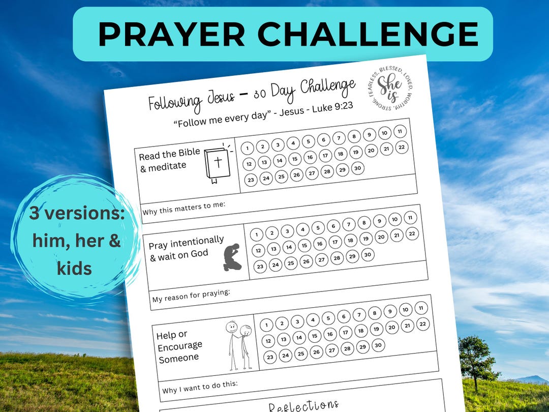 30-day Christian Prayer Challenge & Bible Habit Tracker (digital PDF US ...