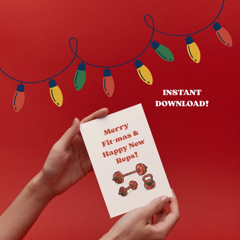 Fitness Christmas Card - "merry Fitmas & Happy New Reps" - Printable ...