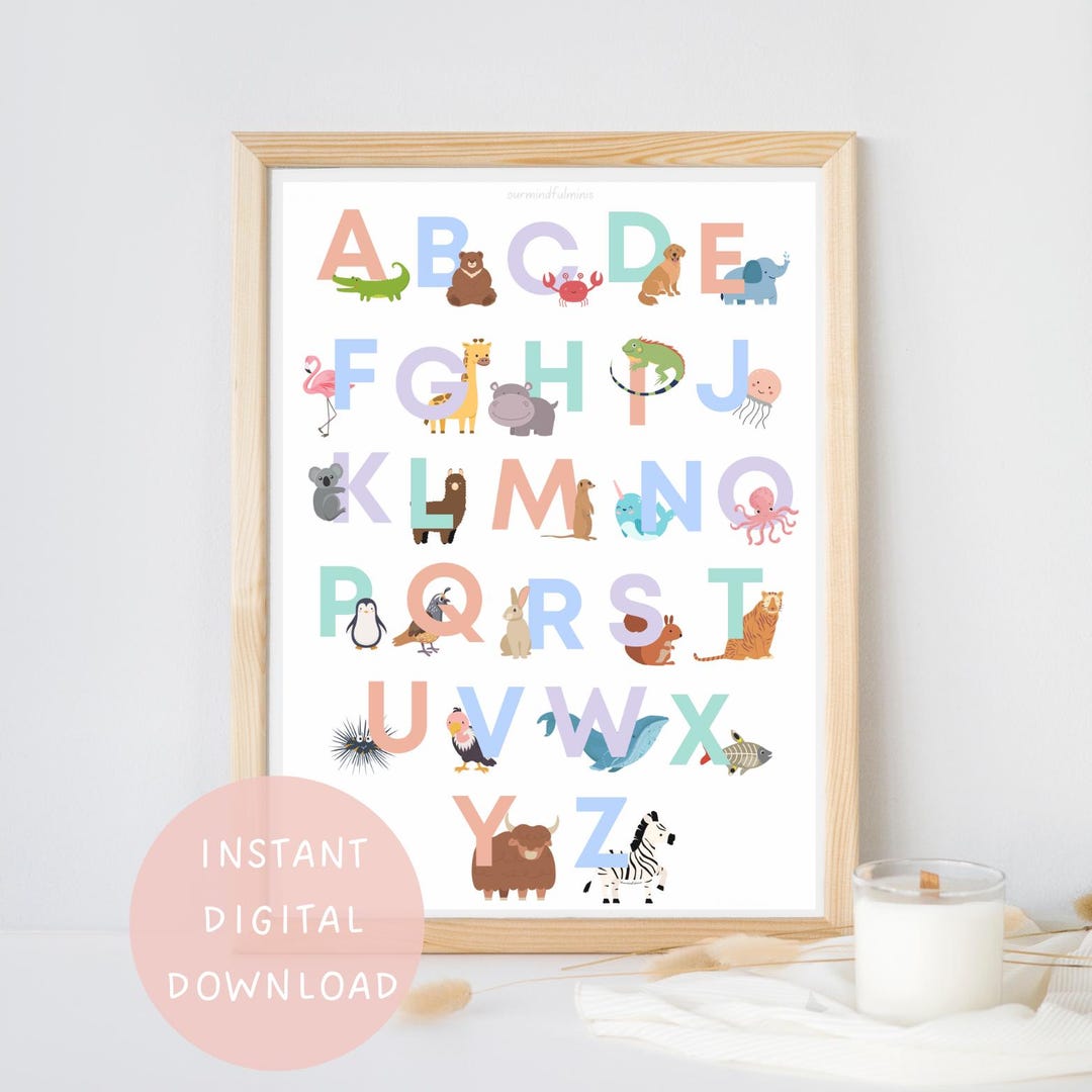 No Names ~ Animal Alphabet Poster, Educational Wall Art for Kids, A-Z ...