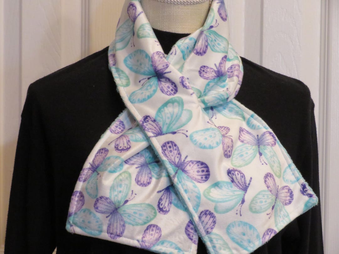 Keyhole Teal & Purple Butterflies Cuddle Fleece Scarf / Reversible ...