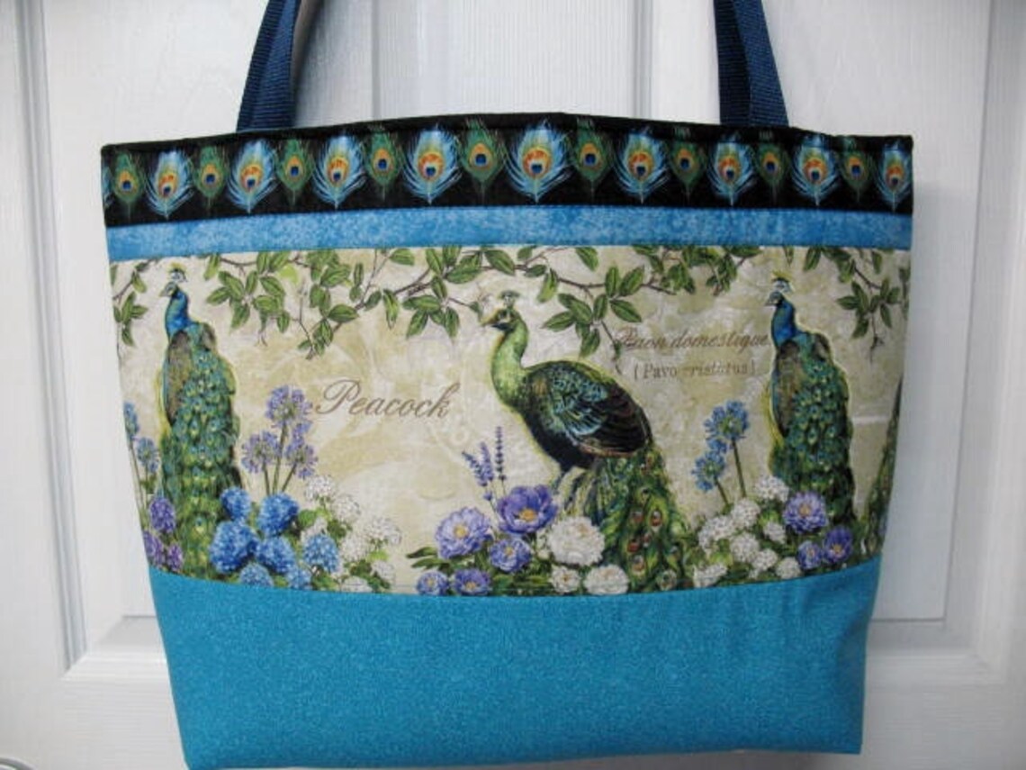Stylish Quilted Peacock Tote Bag / Purse Ready to Ship - Etsy