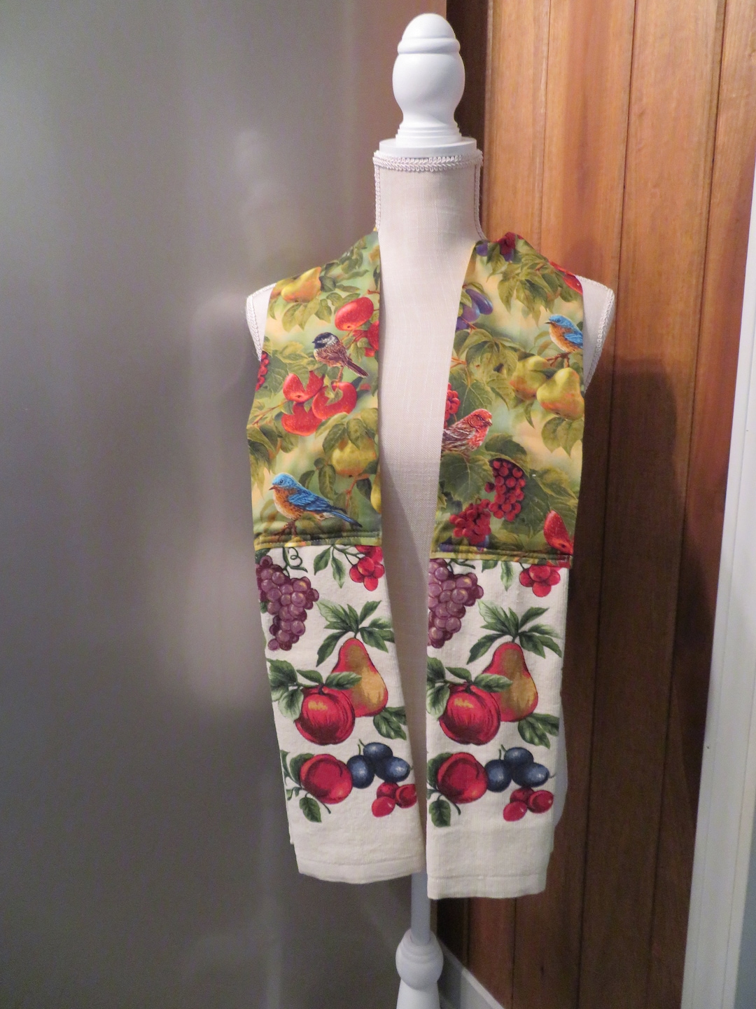 Fruit & Beautiful Birds Boa Towel / Kitchen Towel / Neck Boa /scarf ...