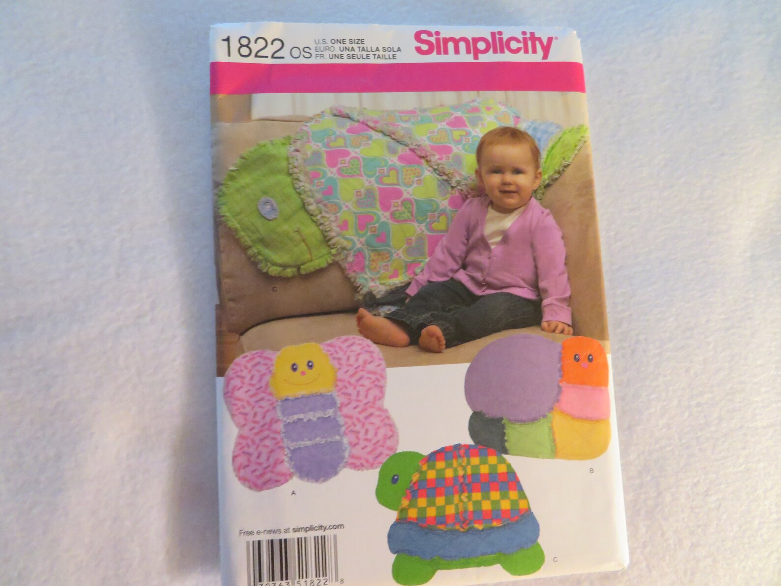 Simplicity 1822 Rag Quilt / Butterfly Quilt / Snail Quilt / Turtle ...