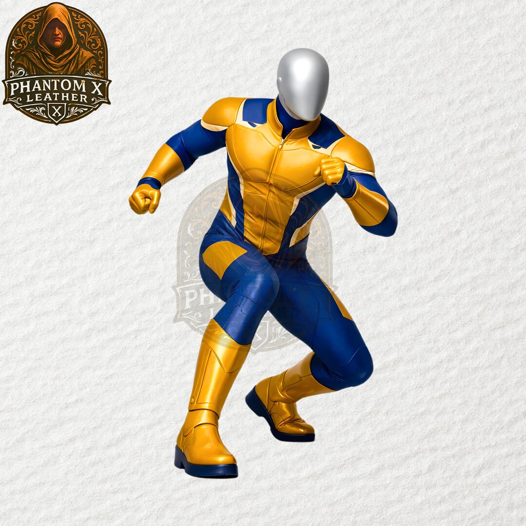 Fantasy Yellow & Blue Tactical Wolverine Leather Armor Suit | Vigilante ...