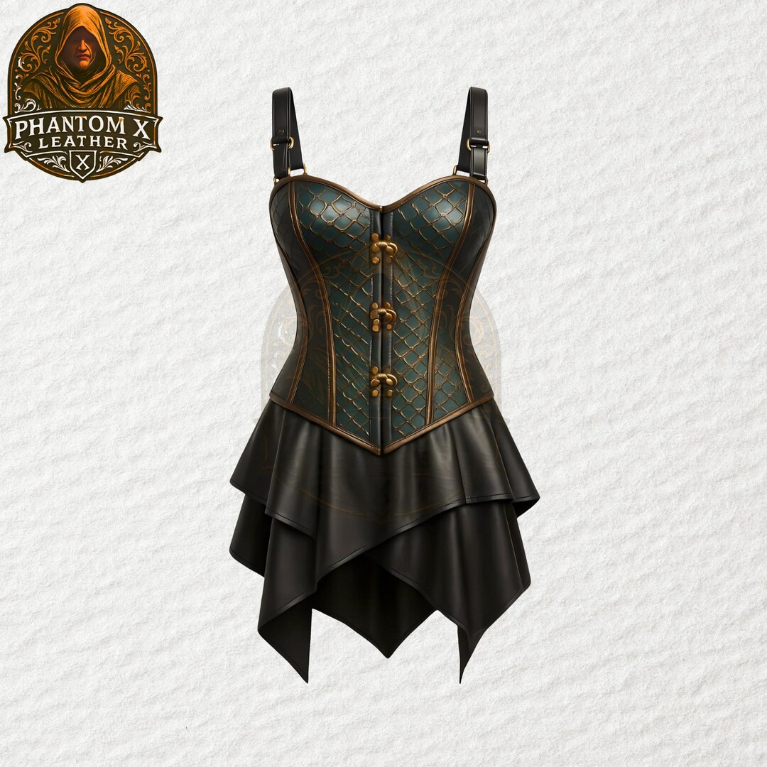 Savage Gothic Huntress Corset Armor | Black & Green War Battle Costume ...