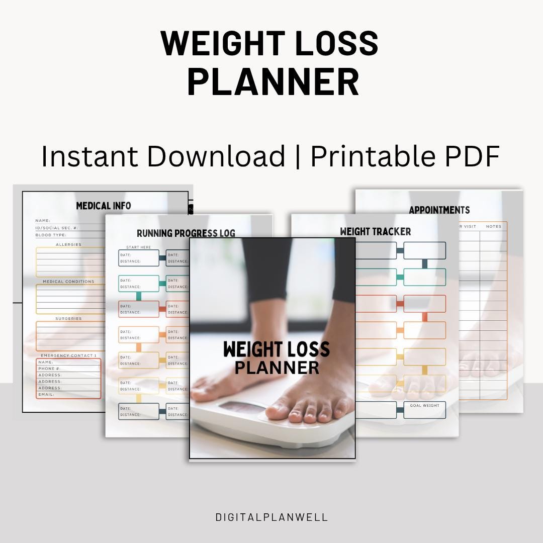 Printable Weight Loss Planner | Fitness & Wellness Tracker | Running ...