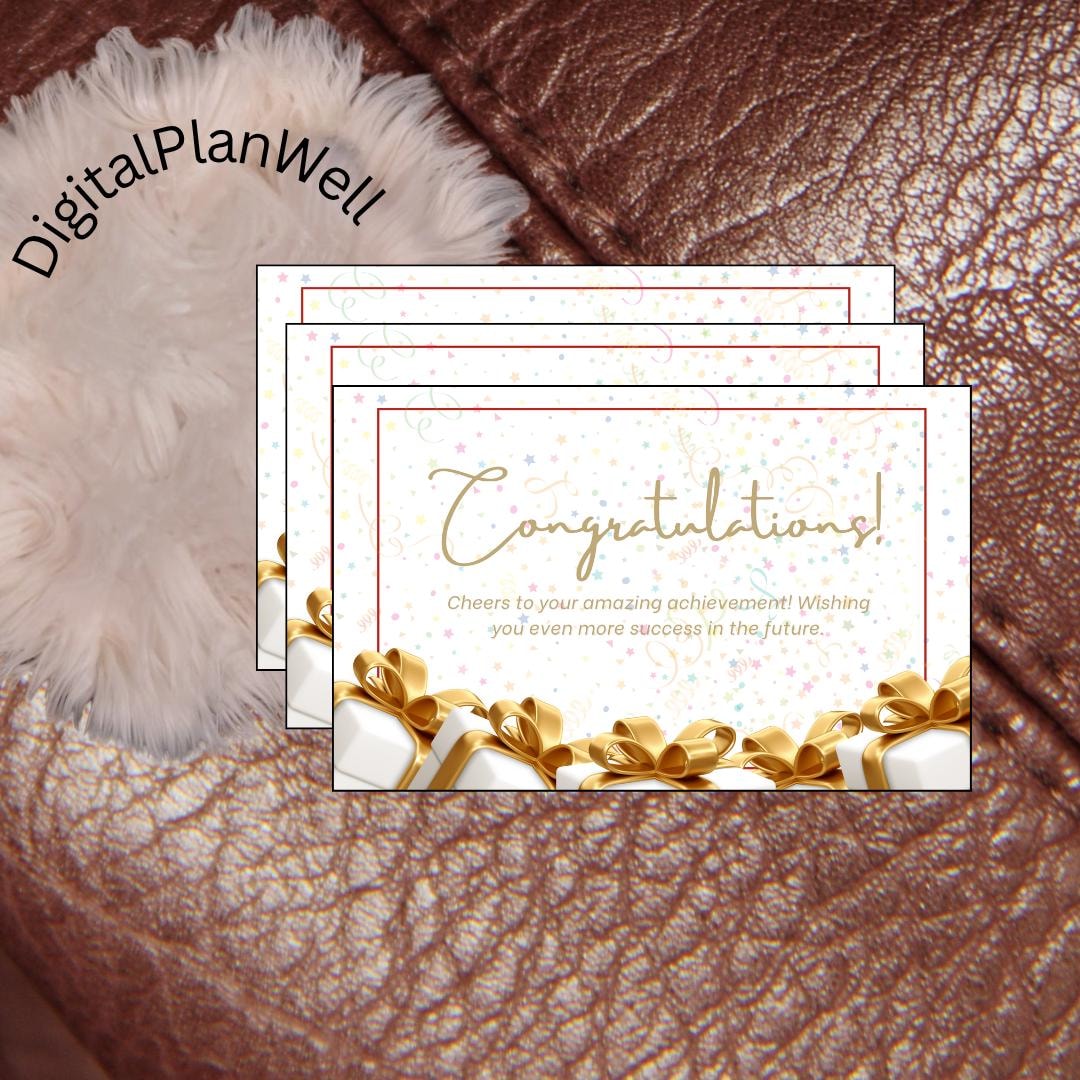 Congratulations Card Printable | Achievement Greeting Card | Gold Gift ...
