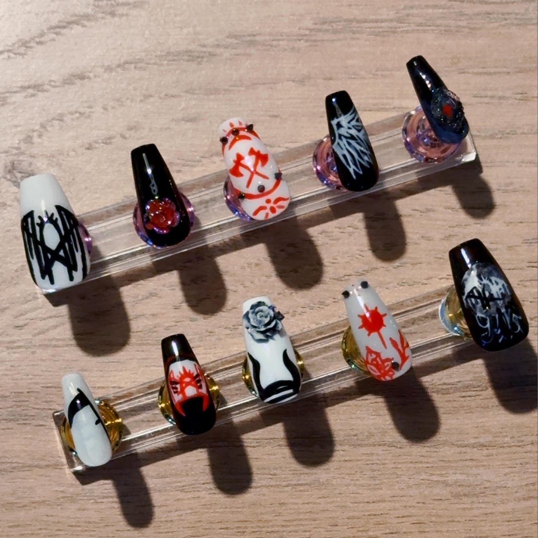 Hand Painted Sleep Token Press on Nails - Etsy