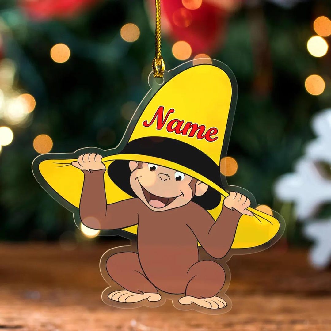Custom Curious George Ornament, Custom Name and Year, Customized ...