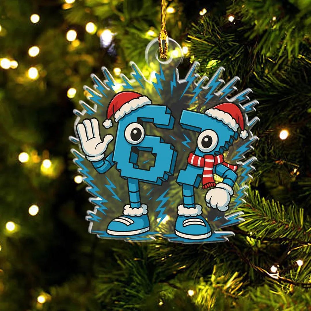 67 Brain Rot Meme Christmas Ornament, 2D Flat Acrylic Figurine, Funny ...