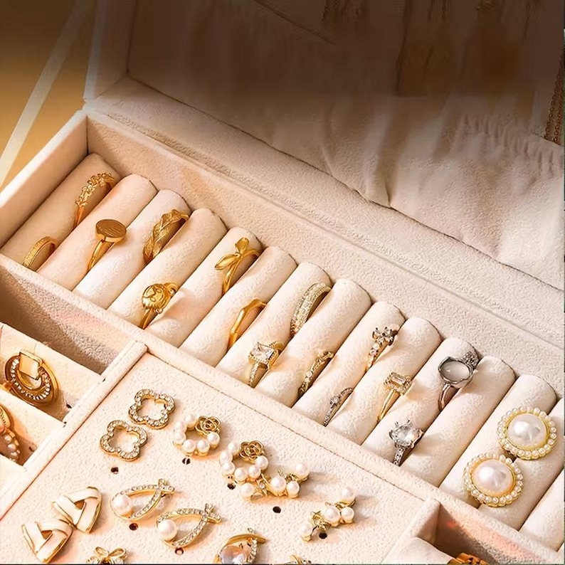 Large Jewelry Box, Ring Holder, Jewelry Storage for Women, Box With ...