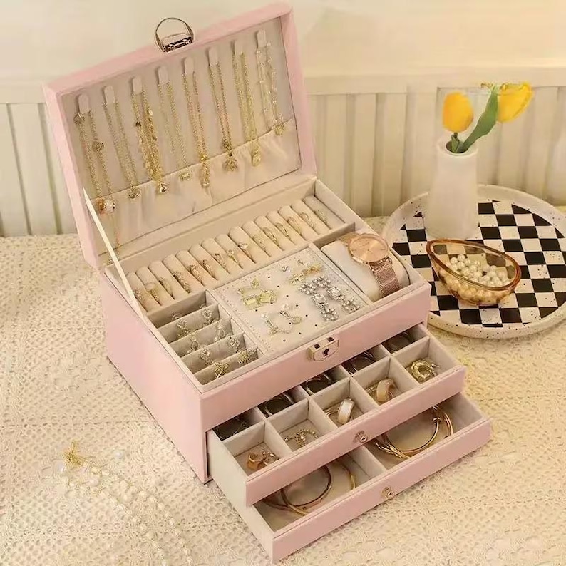 Large Jewelry Box, Ring Holder, Jewelry Storage for Women, Box With ...