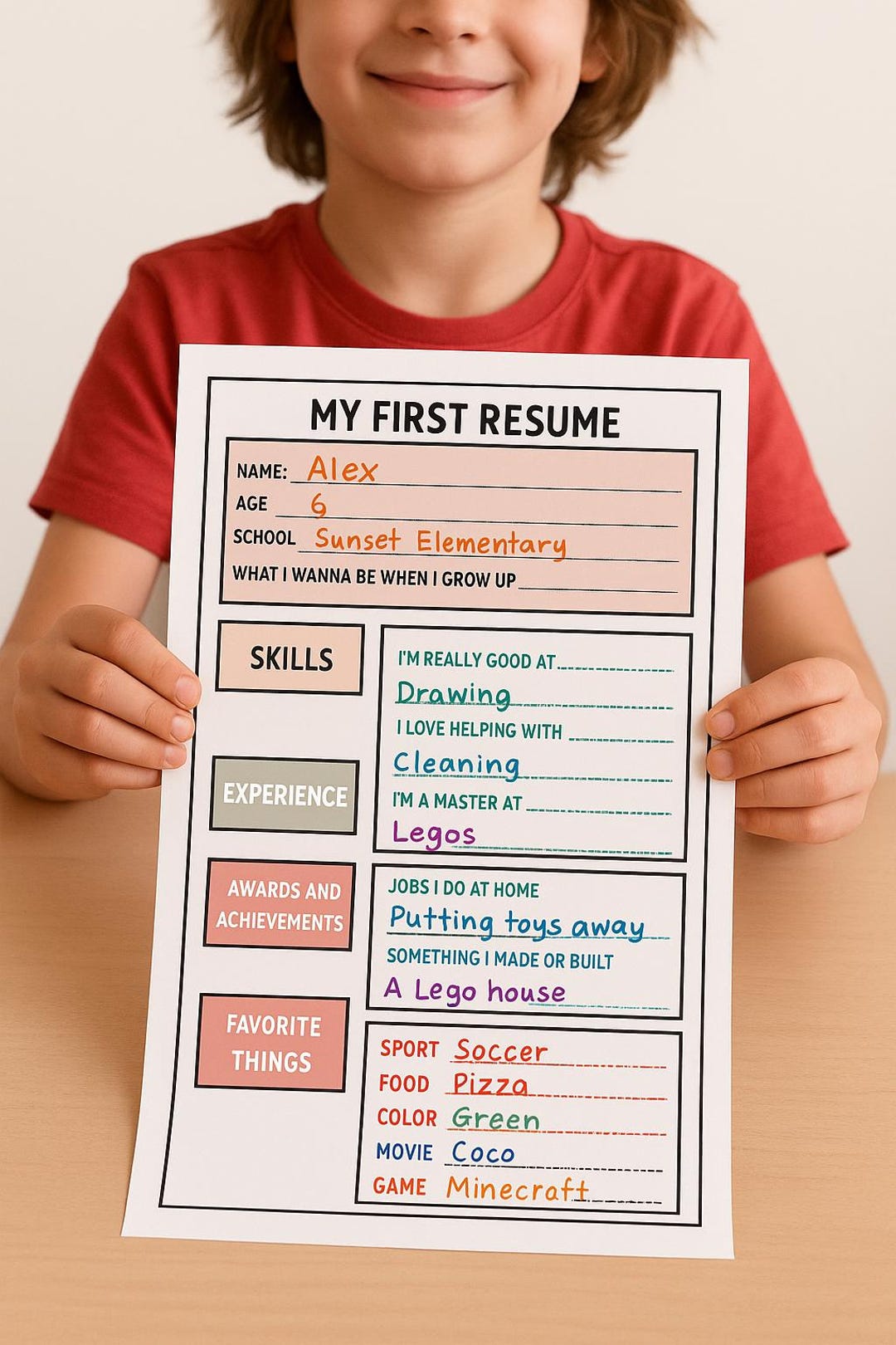 My First Resume- Kids Resume Template | Printable PDF - Etsy Canada