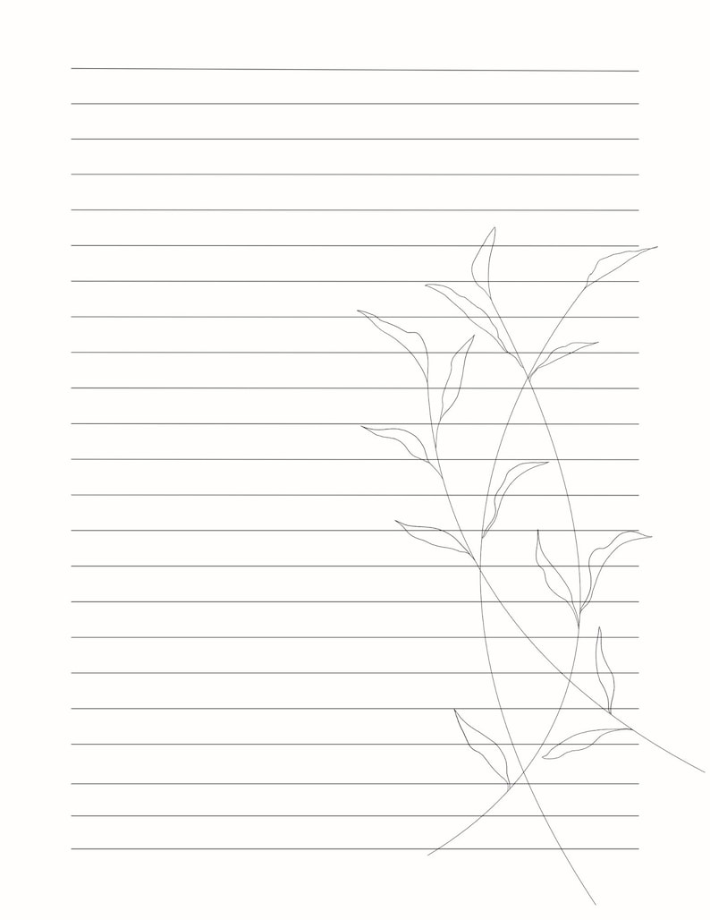 Floral Lined Paper, Stationary, Printable, Digital Download, Journal ...