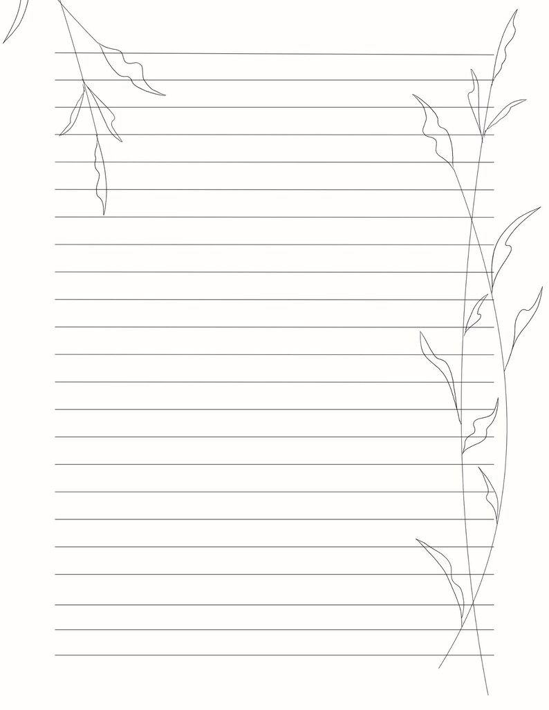 Floral Lined Paper, Stationary, Printable, Digital Download, Journal ...