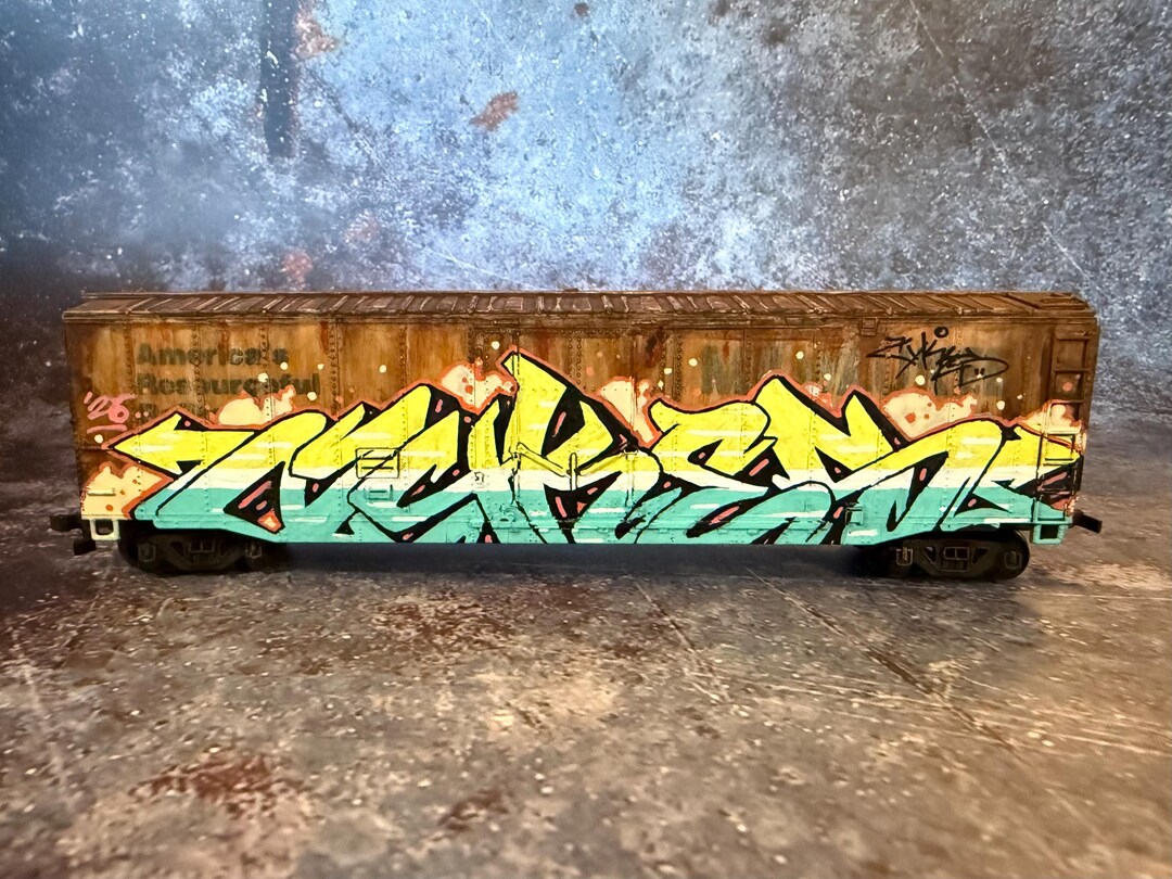 Hand Painted Graffiti on Dirty, Rusty Train Boxcar, HO Scale - Etsy