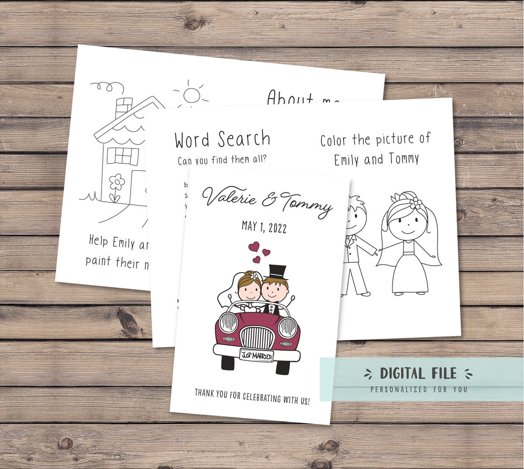 Personalized Wedding Coloring Book, Kids Activity (printable File) - Etsy