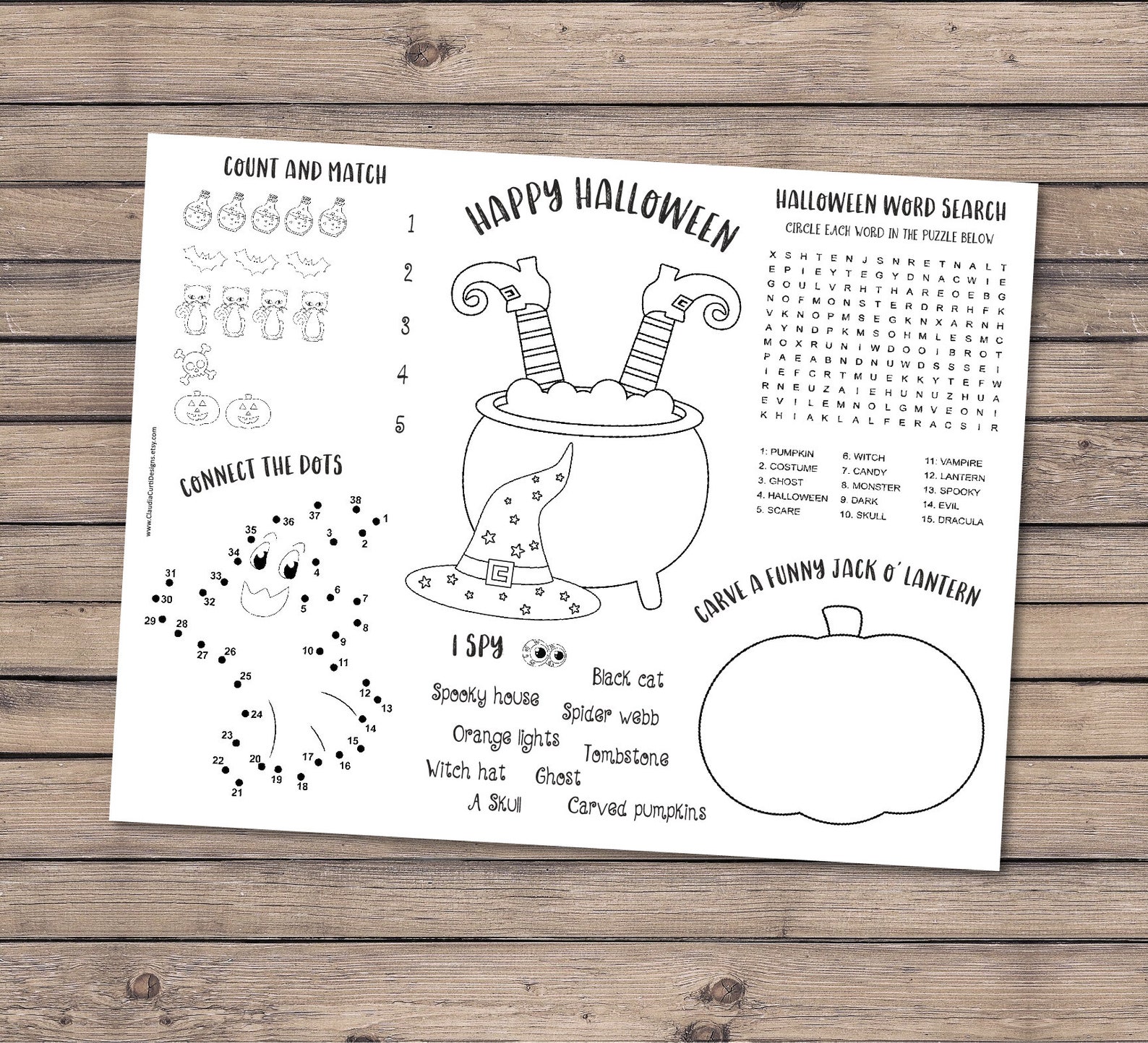 Halloween Kids Activity Coloring Sheets Halloween Party - Etsy