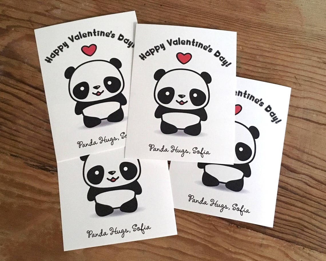 PRINTED Panda Valentines Valentine's Day Exchange - Etsy