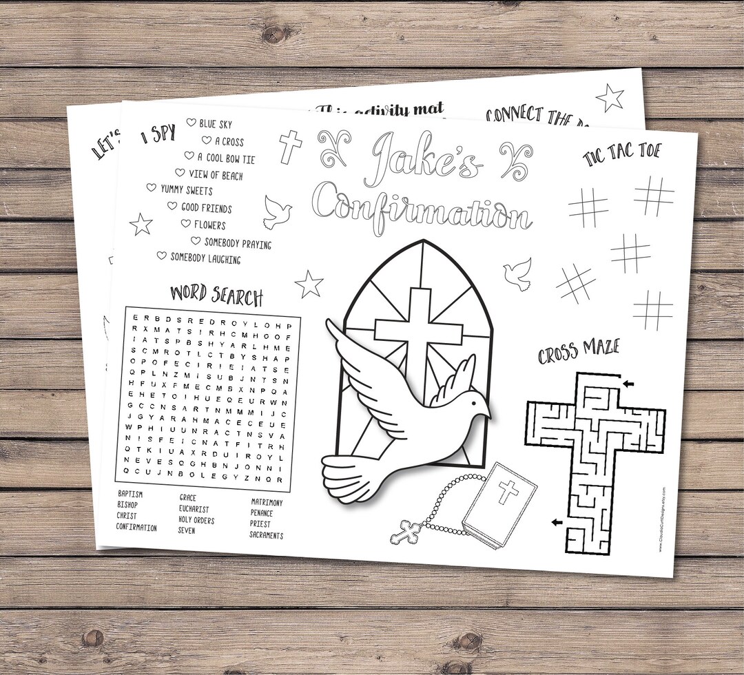 Personalized Confirmation Coloring Activity Sheets, Confirmation Favor ...