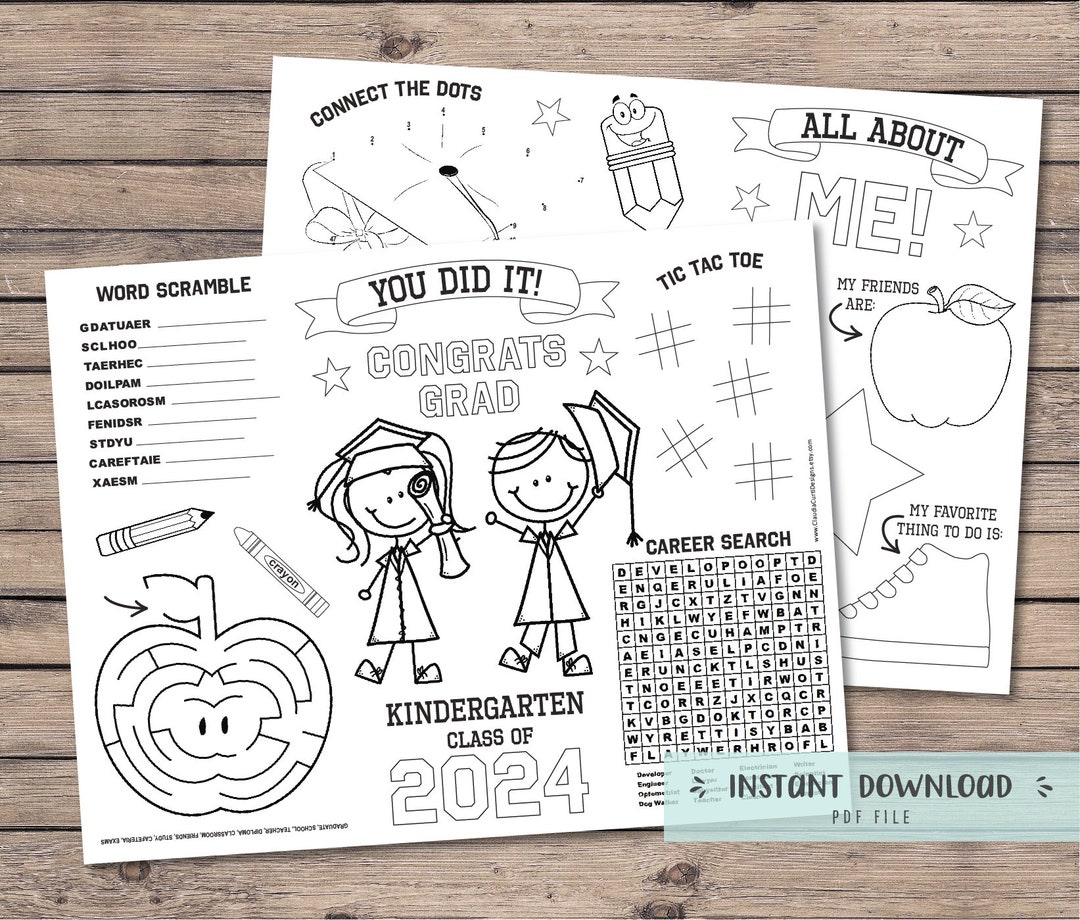 2024 Graduation Activity Pages, Kindergarten Preschool Graduation ...