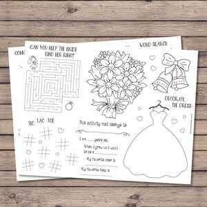 Bridal Shower Kids Activity Placemat, Coloring Pages (instant Download ...