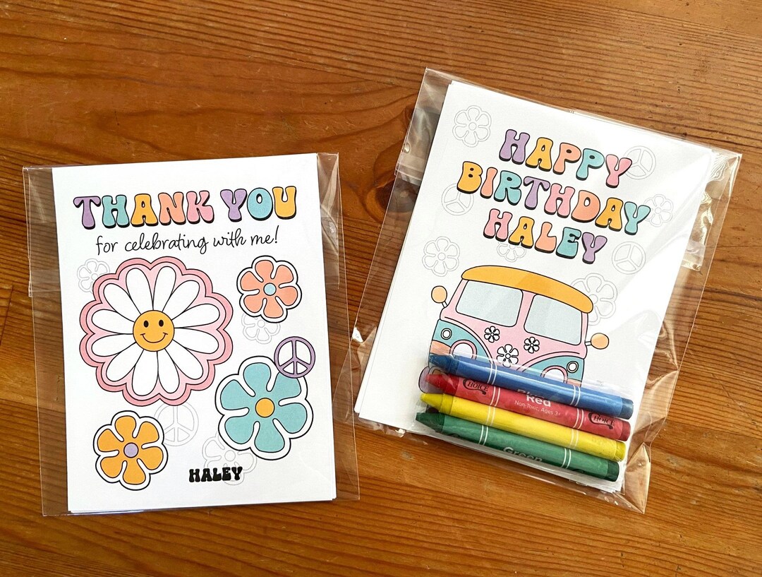 Groovy Birthday Coloring Page Party Favor With Crayons - Etsy