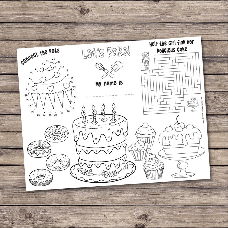 Baking Birthday Cooking Party Bakery Coloring Pages - Etsy