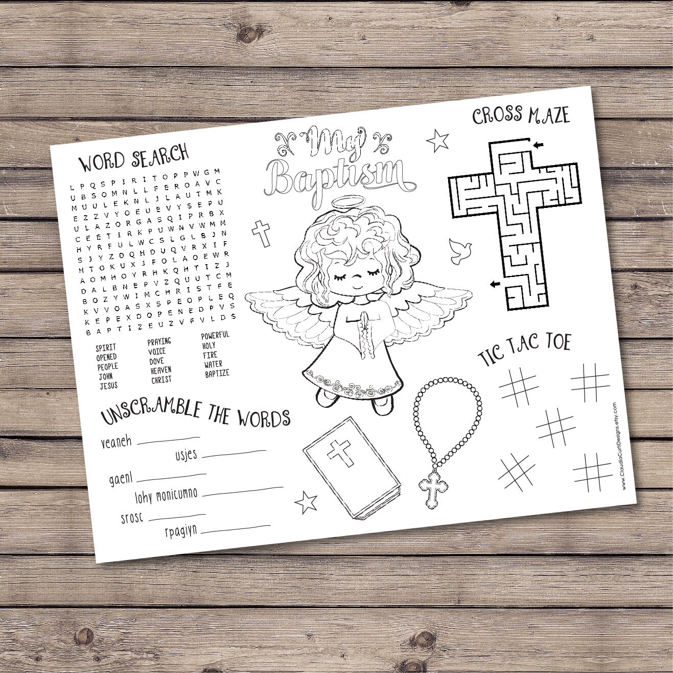 Baptism Christening Girl Coloring Activity Sheets Baptism - Etsy