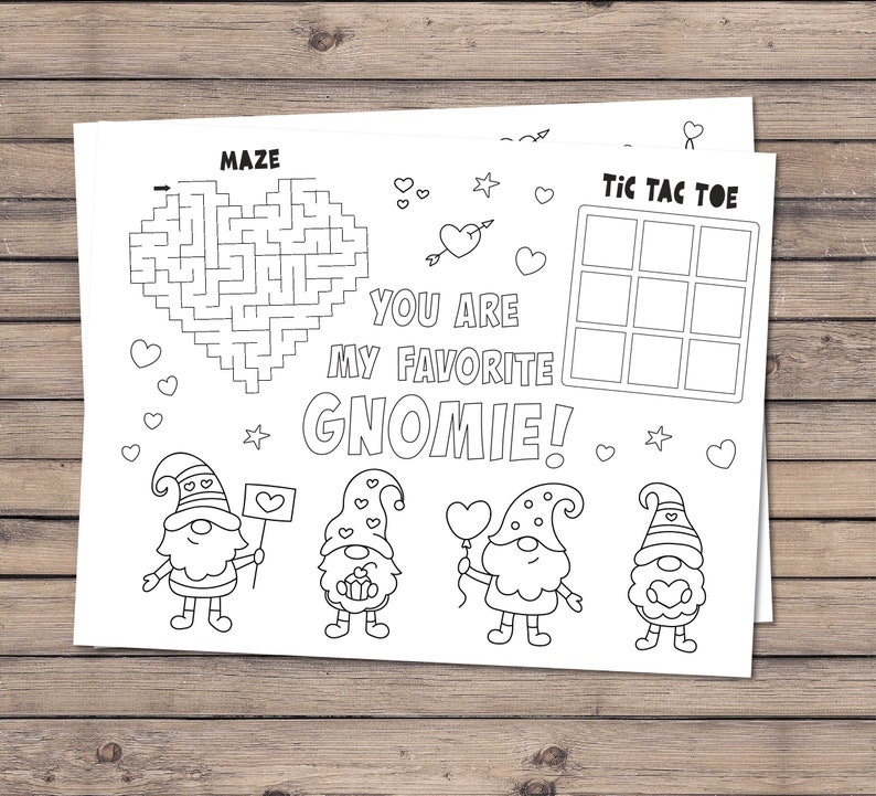 Gnome Valentine's Day Coloring Pages Gnomes Activities | Etsy
