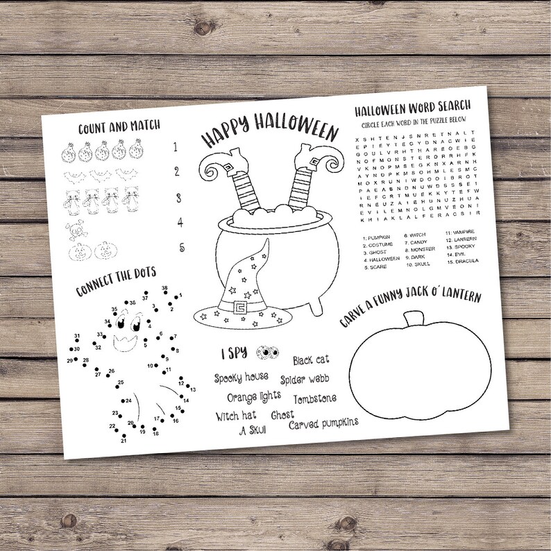 Halloween kids activity coloring sheets Halloween party | Etsy