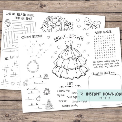 Kids Bridal Shower Activity Book Coloring&activity Book for - Etsy