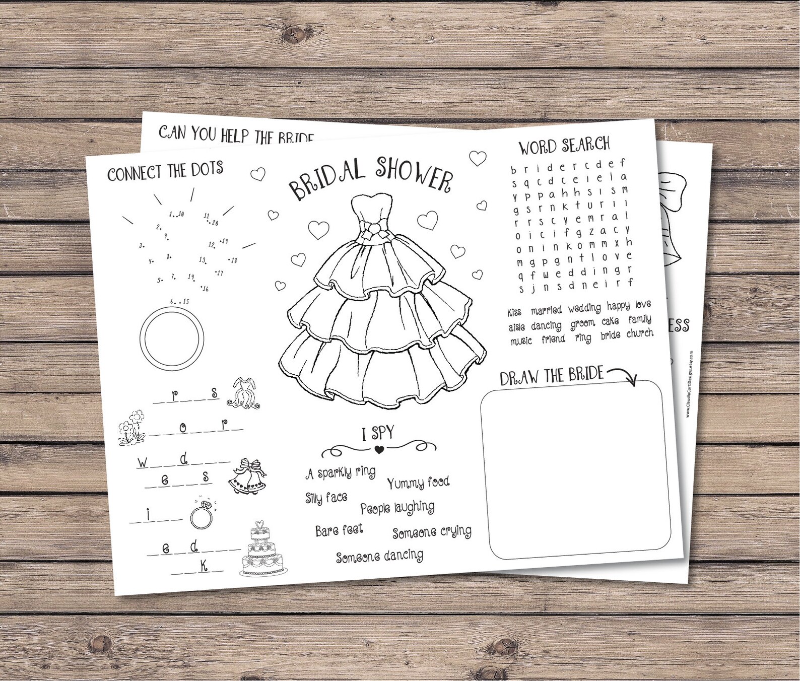 Bridal Shower Activity Coloring Placemat for Kids Kids - Etsy