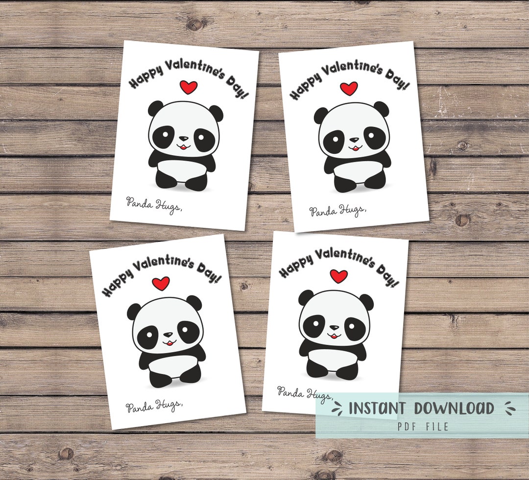 Valentine's Day Exchange Cards, Panda Valentine, Valentine Panda Cards ...