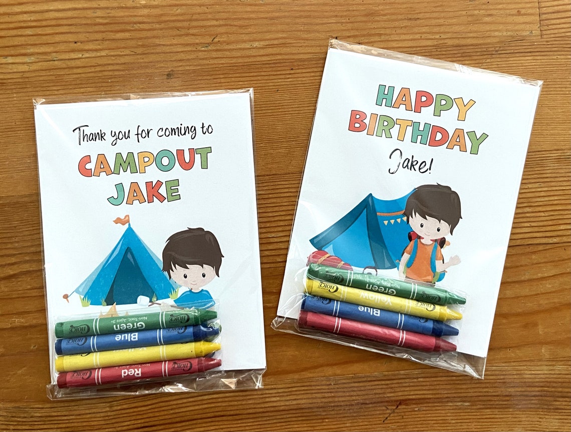 Camping Boy Party Favor, Birthday Favor, Campout Coloring Pages, Party ...