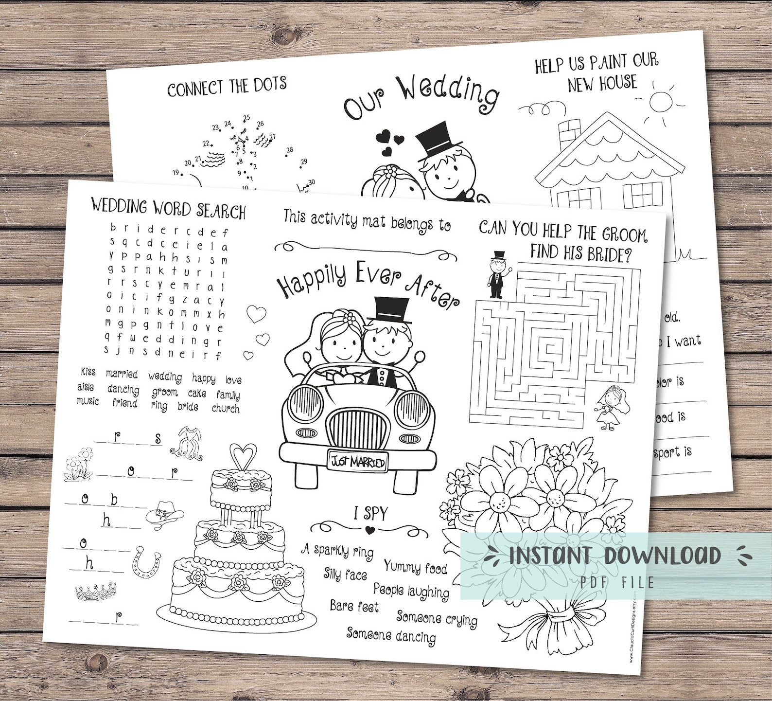 Kids Wedding Activity Coloring Placemat Wedding Reception - Etsy