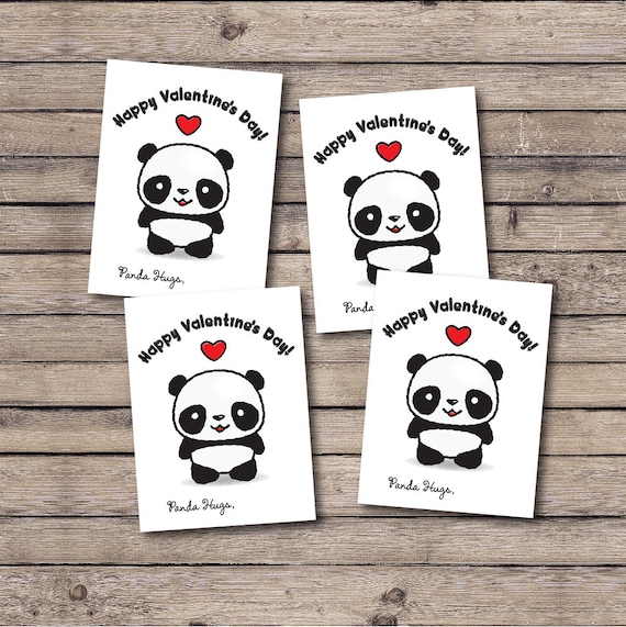 Valentine's Day Exchange cards Panda Valentine Valentine | Etsy