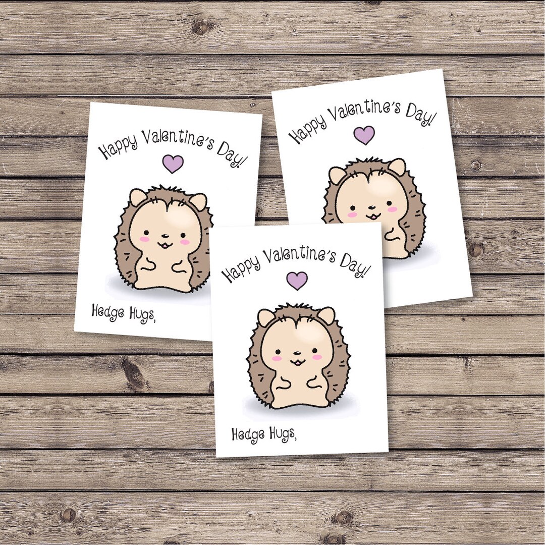 Valentine's Day Exchange Cards, Hedgehog, Cute Hedgehog Valentine ...